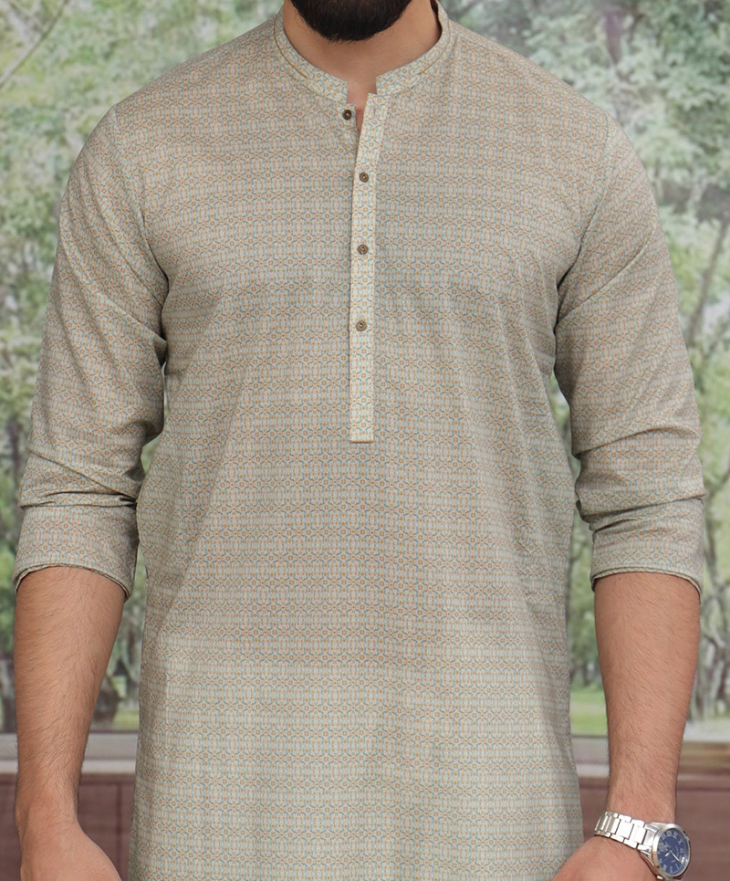 Men Kurta - Beige