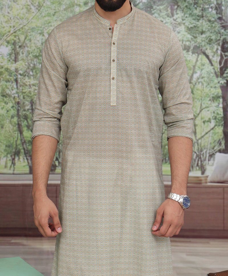 Men Kurta - Beige