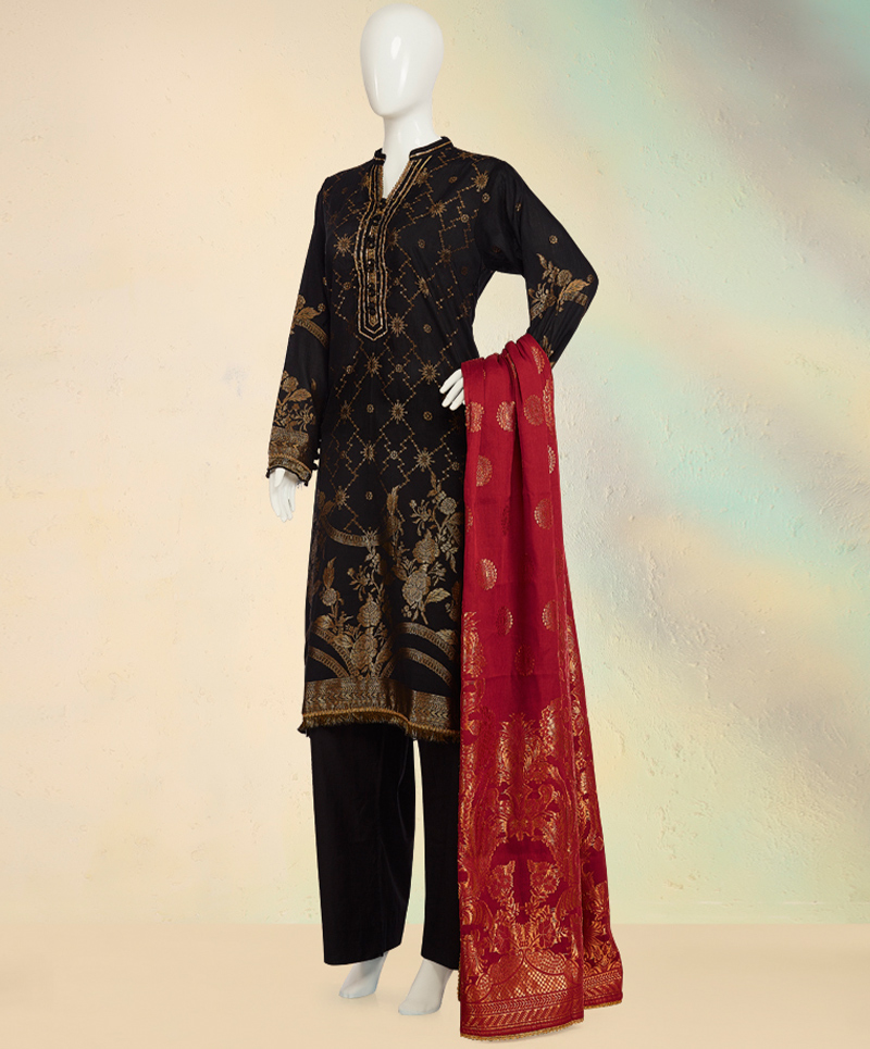 Classic Black 3 Piece Stitched Suit